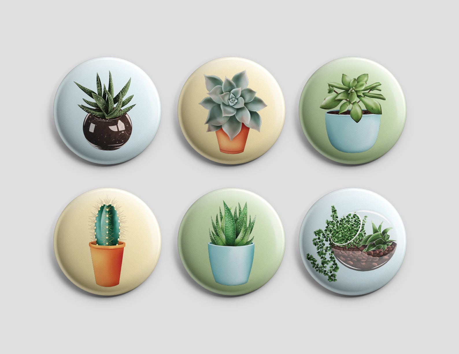Plant Button Pack / Plant Buttons / Succulent Pin Back Buttons | Etsy