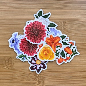 Flower Sticker Pack 12pc / Flower Stickers / Gardening Stickers ...