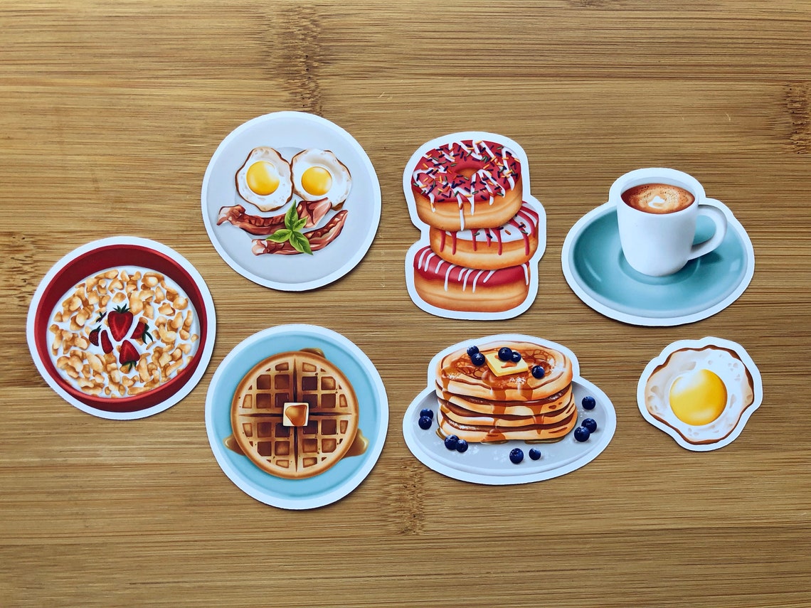 Breakfast Food Sticker Pack 14pc / Breakfast Stickers / Donuts - Etsy