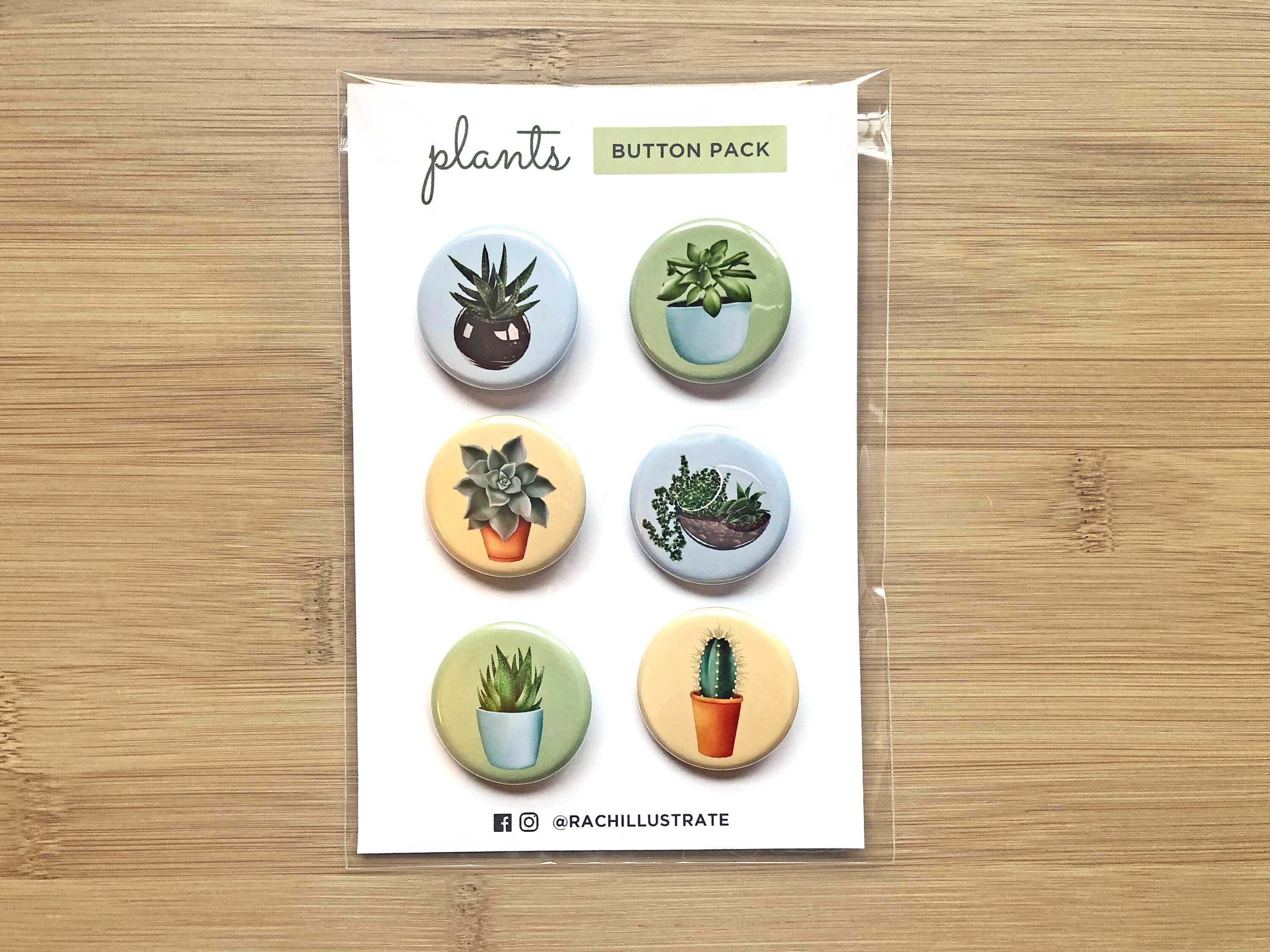 Plant Button Pack / Plant Buttons / Succulent Pin Back Buttons - Etsy