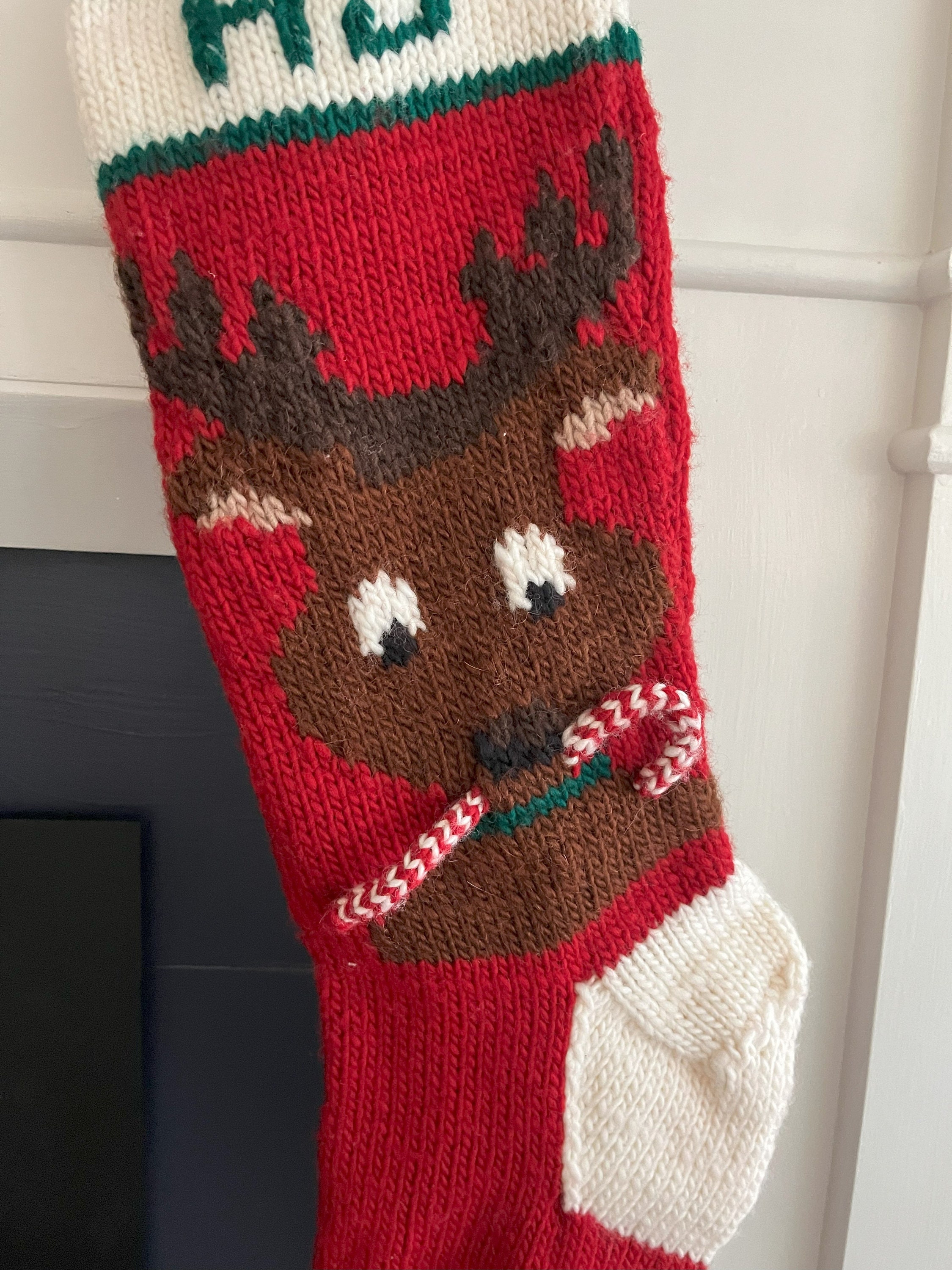 Reindeer Christmas Stocking Knitting Pattern Downloadable Christmas - Etsy