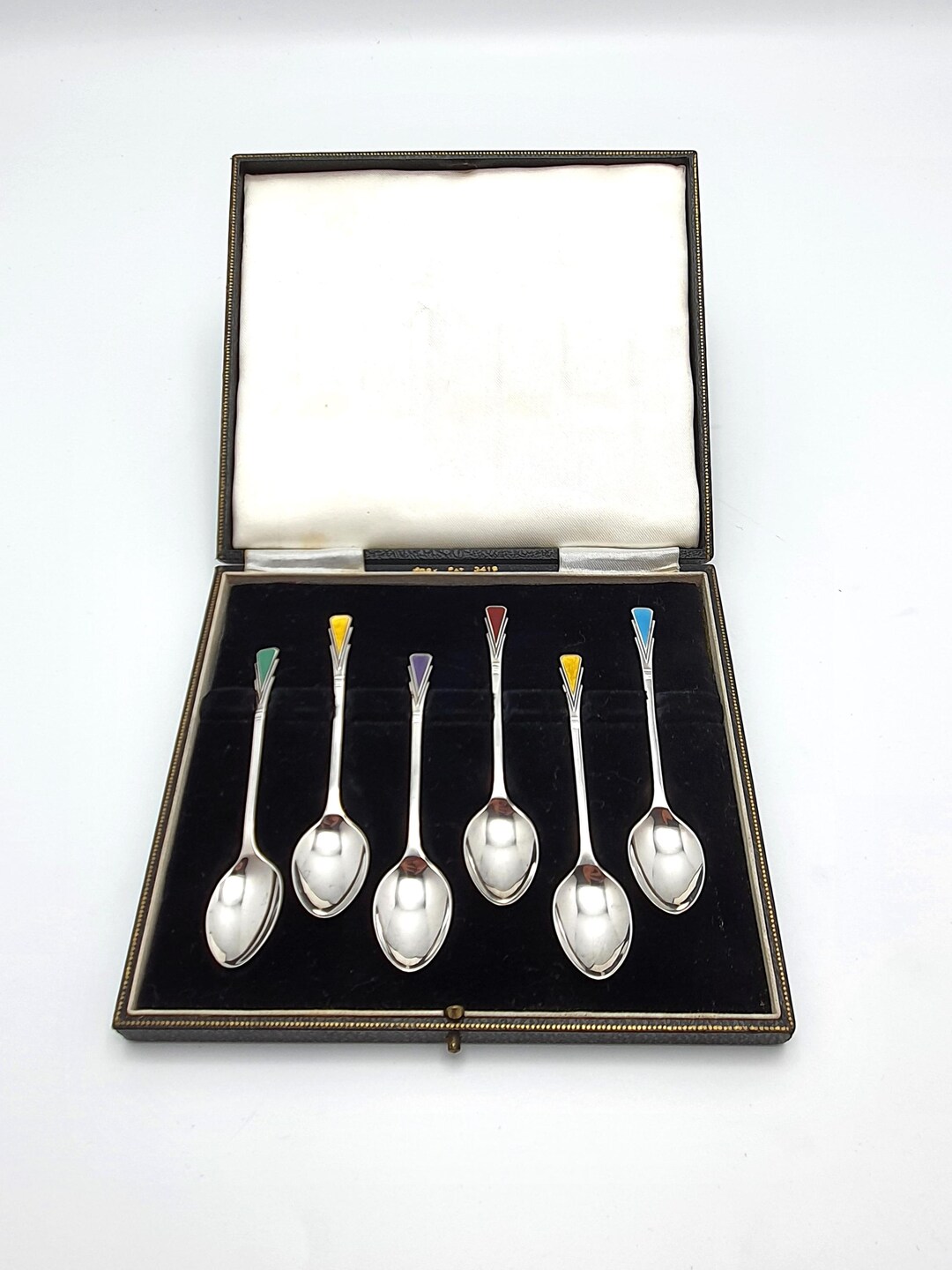 Pretty Silver and Coloured Enamelled Art Deco Teaspoons 1938 - Etsy