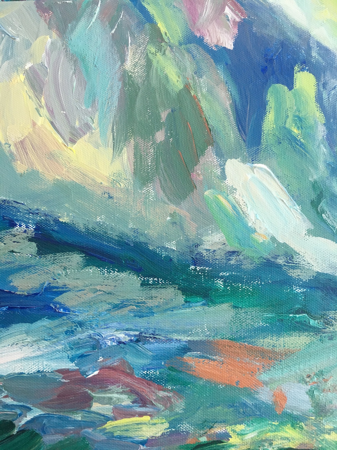 The Pacific Ocean, Abstract Acrylic Painting, Seascape on Canvas, Wall ...