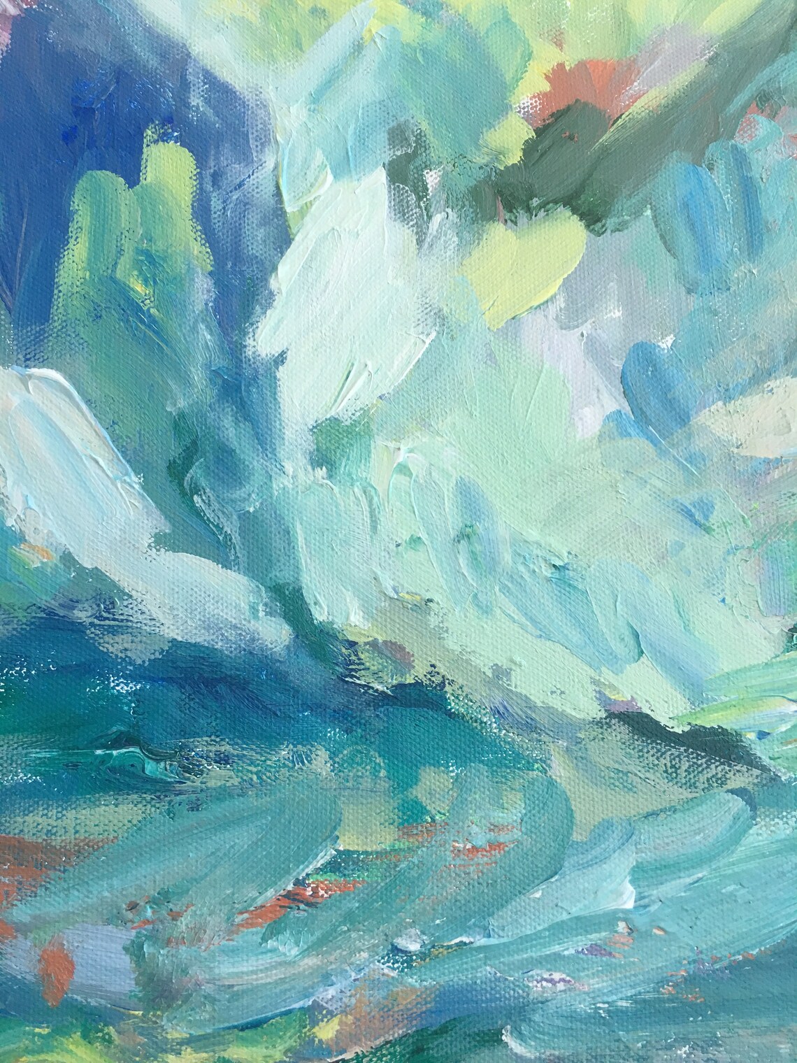 The Pacific Ocean, Abstract Acrylic Painting, Seascape on Canvas, Wall ...