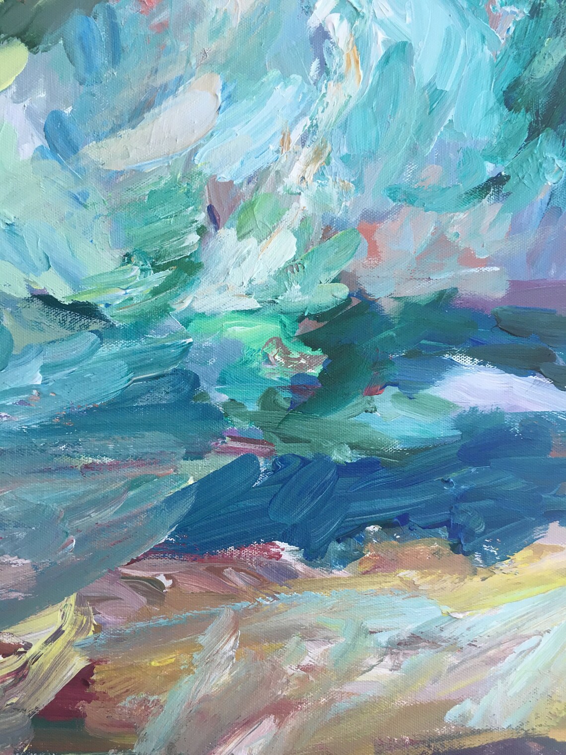 The Pacific Ocean, Abstract Acrylic Painting, Seascape on Canvas, Wall ...