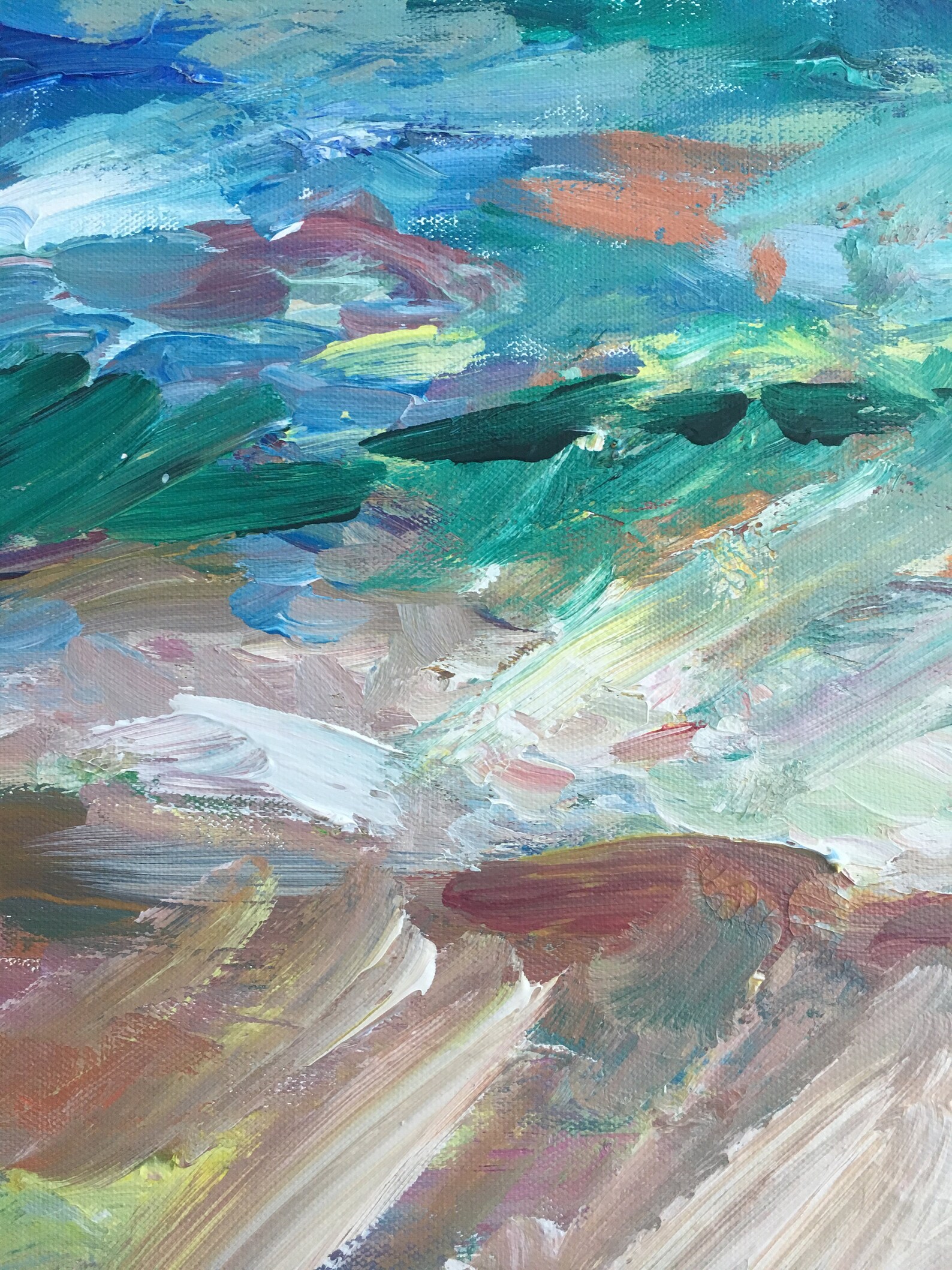 The Pacific Ocean; Abstract Acrylic Painting; Seascape on Canvas ...