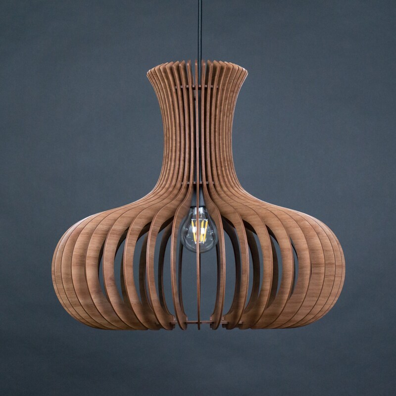Wooden Pendant Light - Etsy