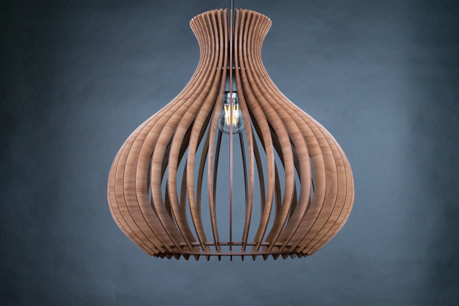 Wood Pendant Light Mid Century Modern Wooden Pendant Light - Etsy