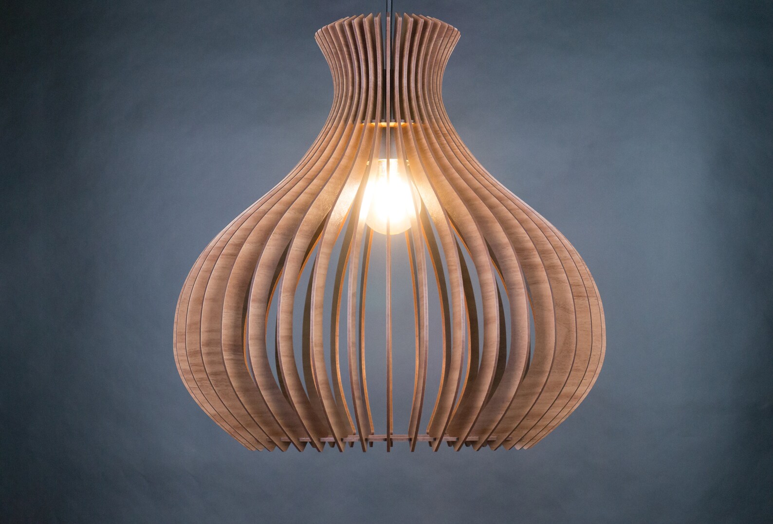 Wood Pendant Light Mid Century Modern Wooden Pendant Light - Etsy