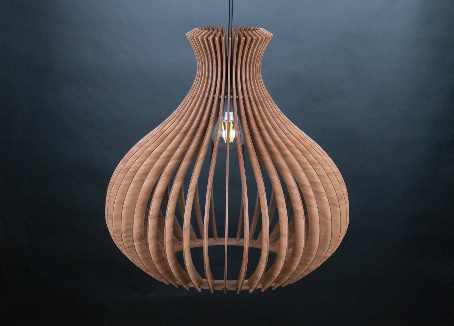 Wood Pendant Light Mid Century Modern Wooden Pendant Light - Etsy