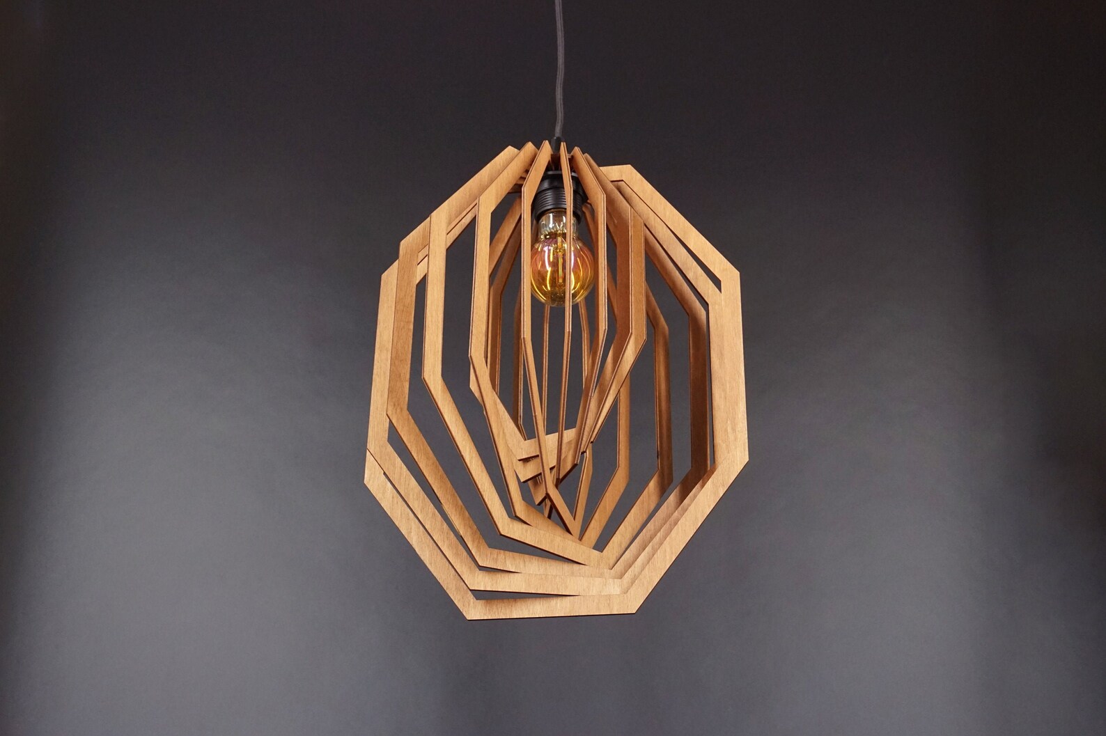 Wooden Pendant Lightwood Ceiling Lighthanging Lampwooden | Etsy