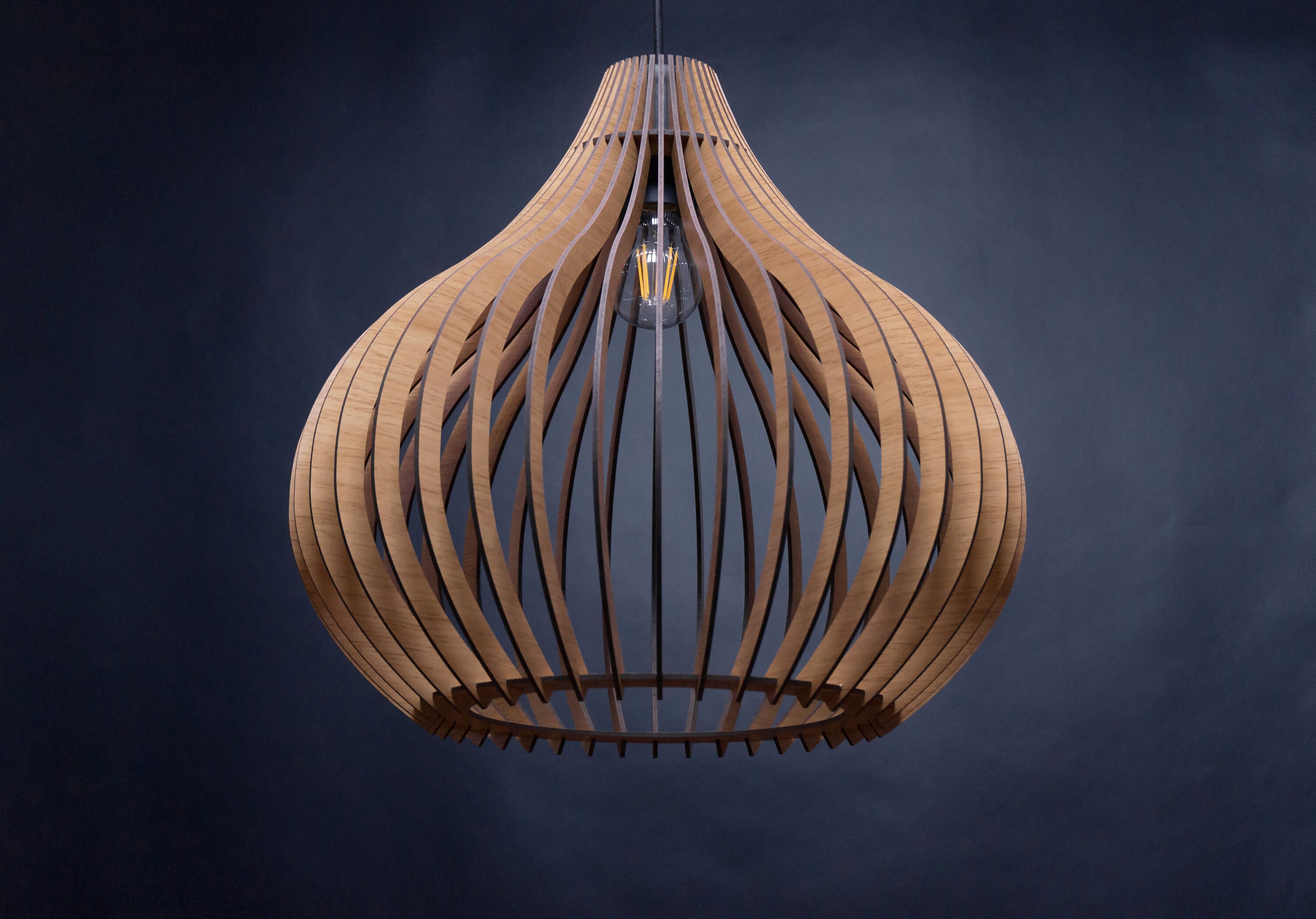 Mid century modern light wooden pendant light Scandinavian | Etsy