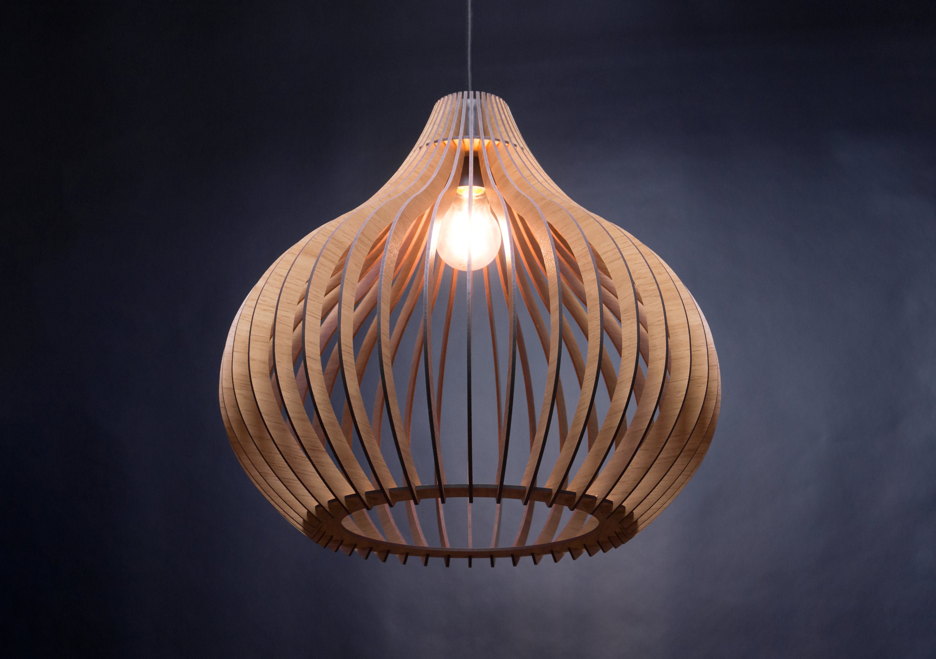 Mid century modern light wooden pendant light Scandinavian | Etsy