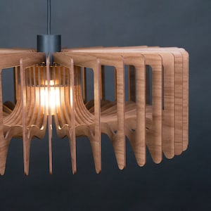 Wood Pendant Light,wooden Light,modern Chandelier Lighting, Hanging ...