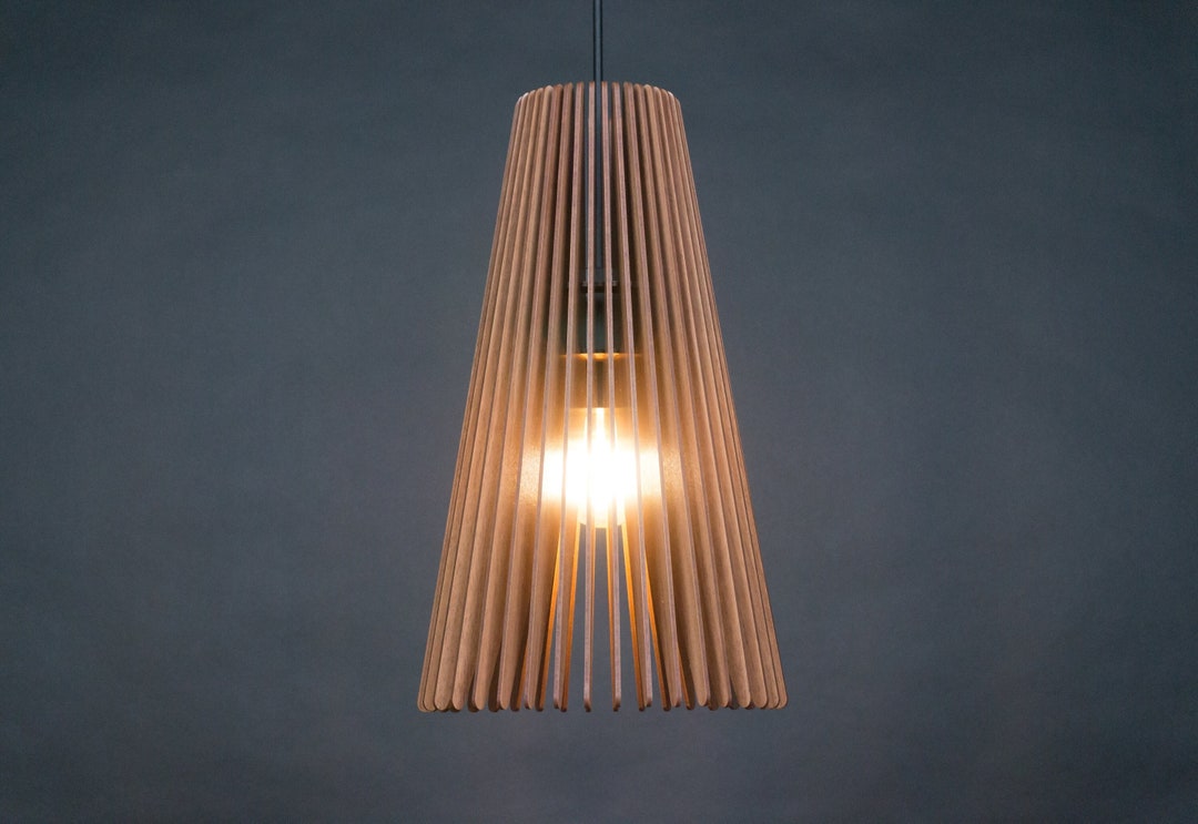 Wooden Pendant Light, Wood Pendant Light, Mid Century Modern Light, Mid ...