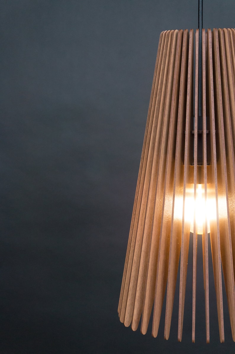 Wood Pendant Light Wooden Pendant Light Mid Century Modern - Etsy