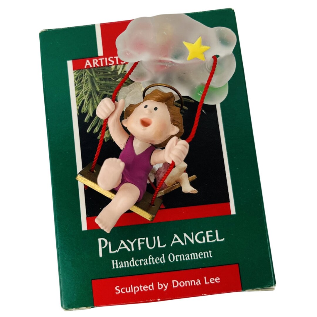 Hallmark Ornament Playful Angel on Swing Christmas Holiday Vintage 1989 ...