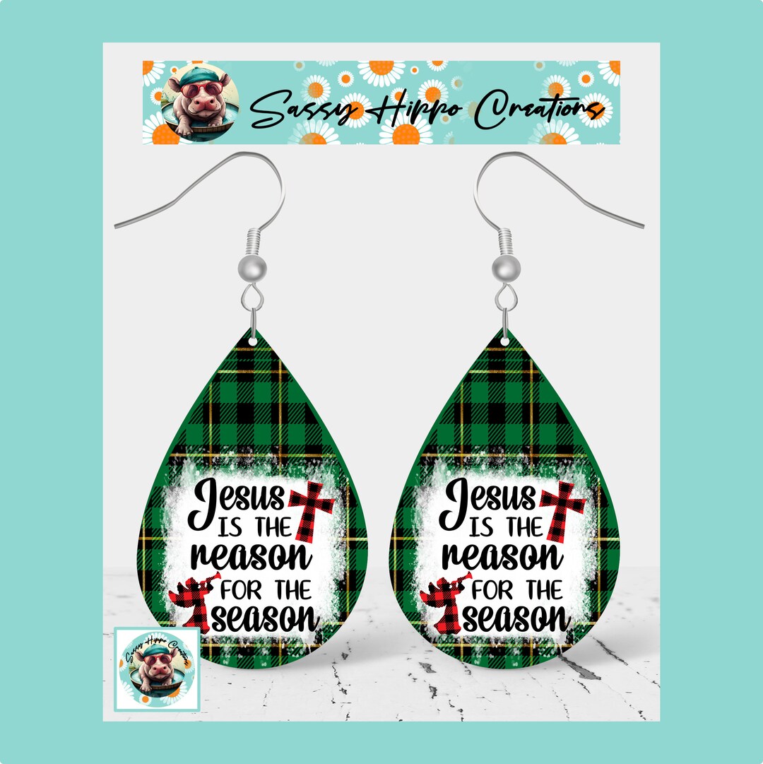 Earrings Jesus is the Reason for the Season Christmas Cross - Etsy