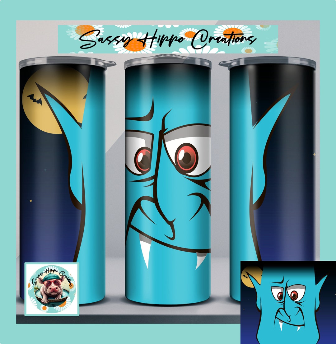 Skinny Tumbler Dracula Vampire Monster Face Halloween Spooky Stainless ...