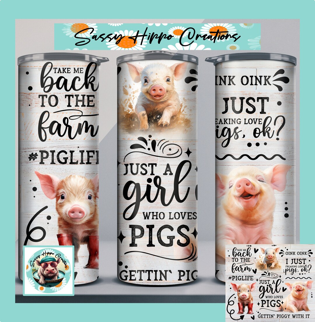 Skinny Tumbler Pig Life Just a Girl Who Loves Pigs 20oz Stainless-steel ...