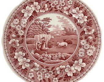 Pink Spode Plate - Etsy