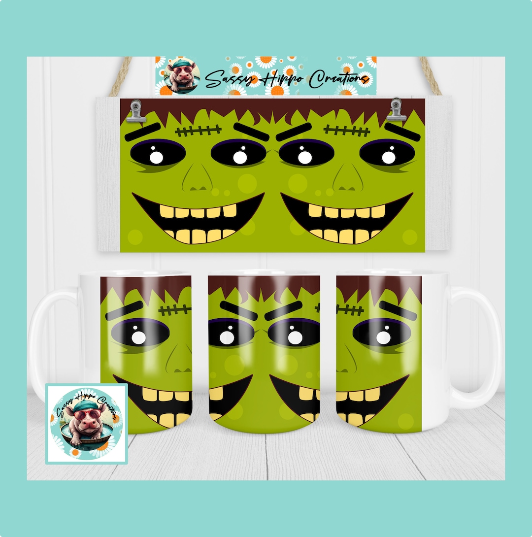 Ceramic Coffee Mug Frankenstein Monster Face Halloween Spooky 15oz Hand ...