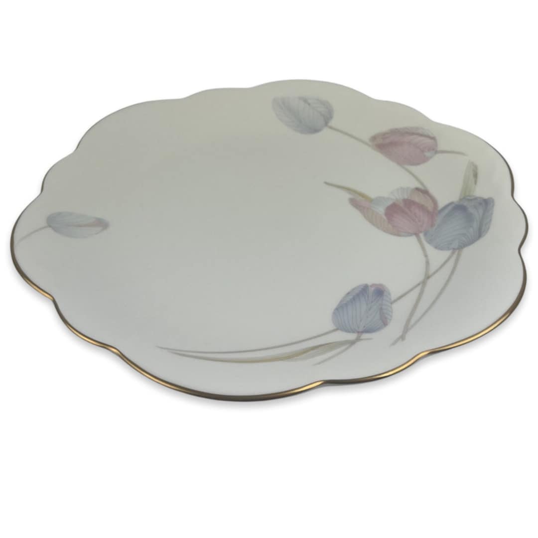 Mikasa Swiss Garden Wellington Cake Plate 10 3/4 Vintage Scalloped Bone ...