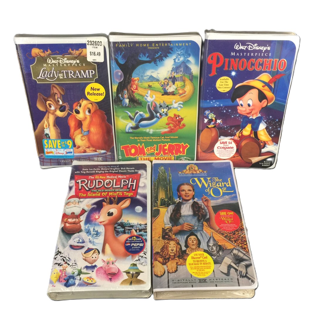 NEW Kids Movies VHS Lot of 5 New and Sealed Vintage Pinocchio Lady and ...