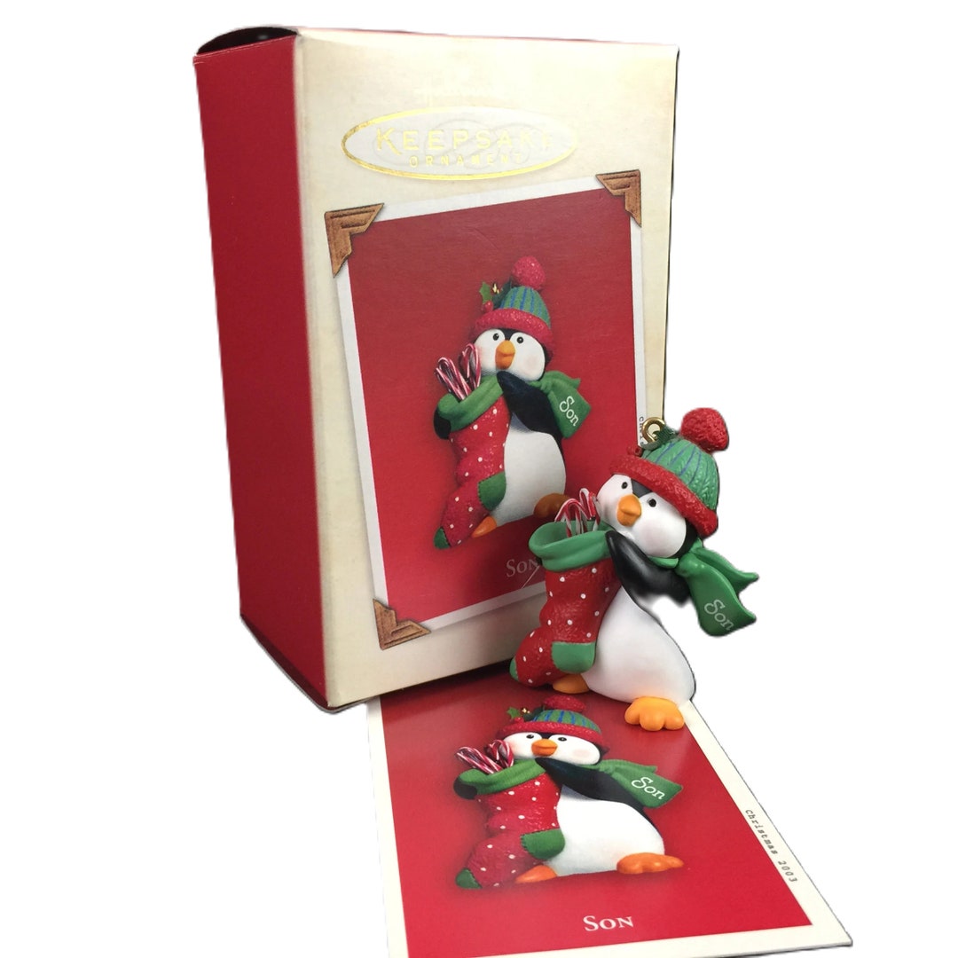 Hallmark Ornament Son Penguin Holding Stocking With Candy Canes Vintage ...