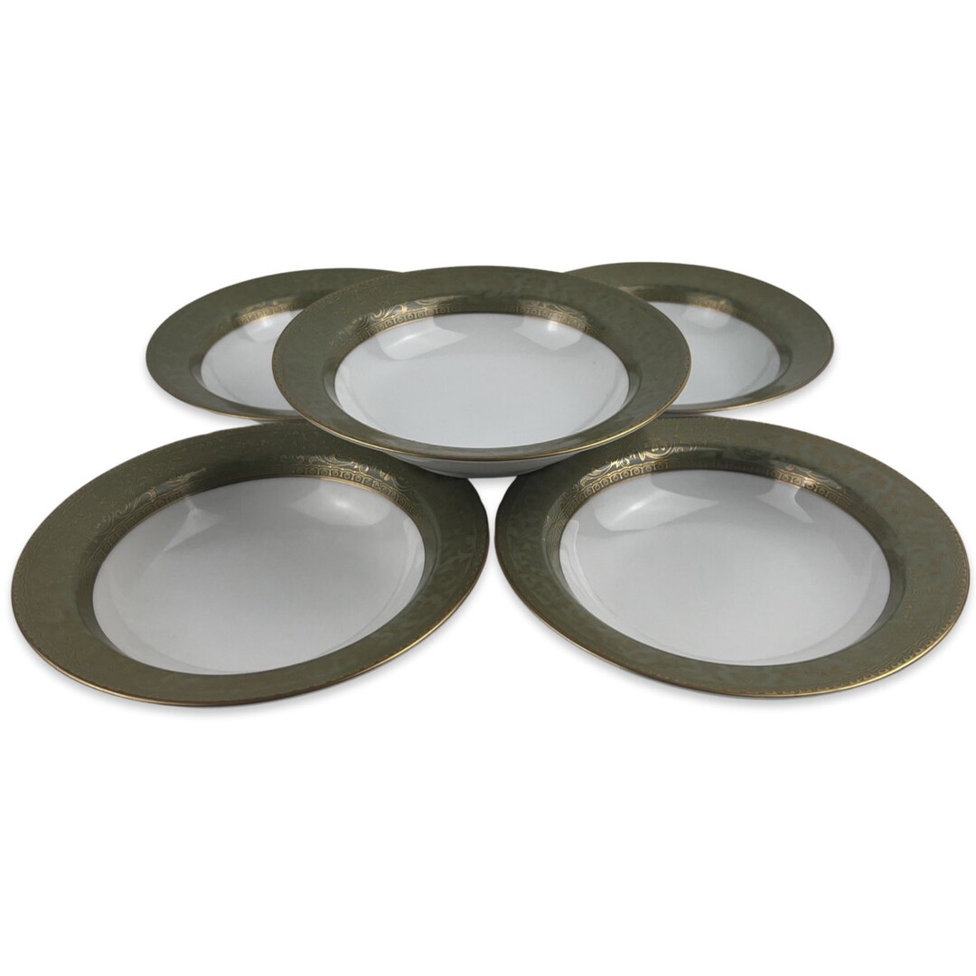 Sango China VERSAILLES Fruit Dessert Bowls Set of 5 Vintage 5 1/2 Green ...