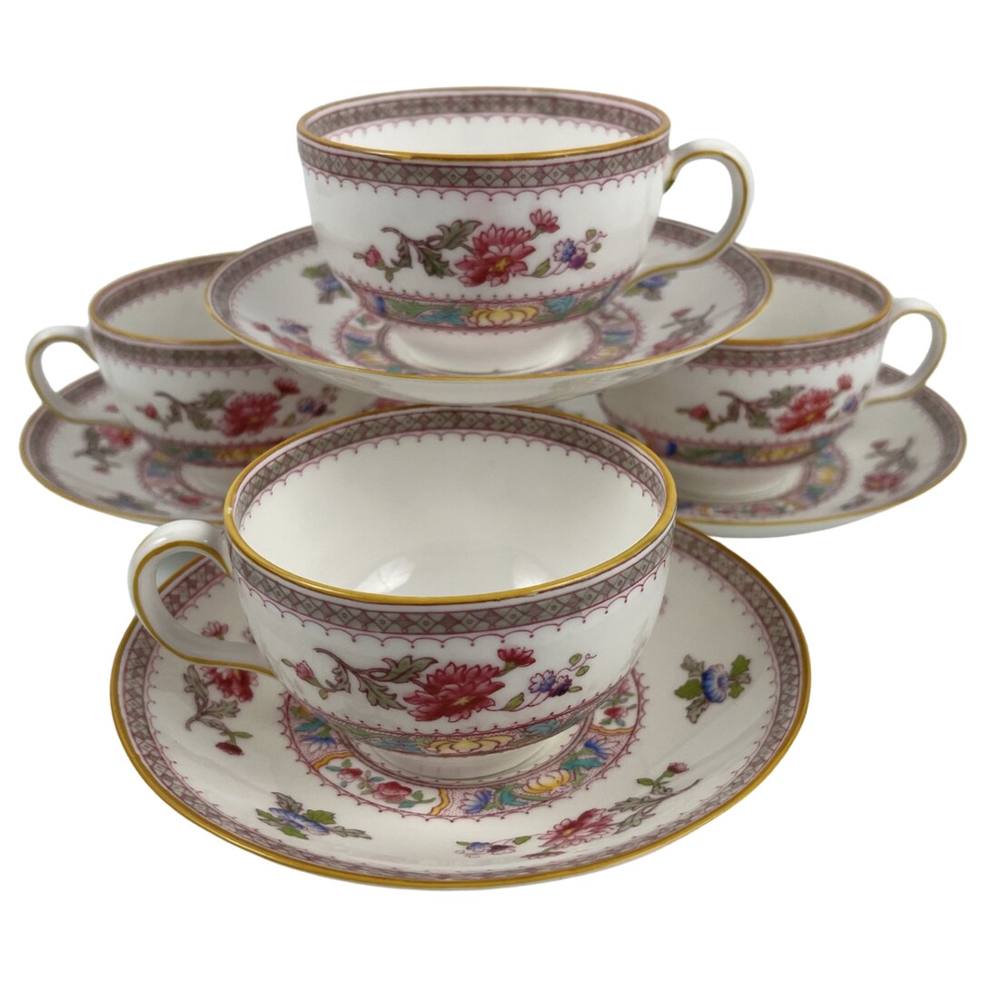 Royal Doulton Orient Cups and Saucers Set of 4 E5697 Multi Floral ...