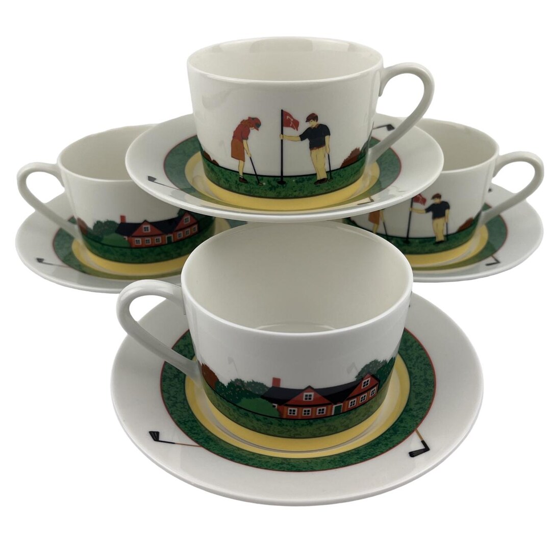 Christopher Stuart Optima Fairway Flat Cups and Saucers Set of 4 ...