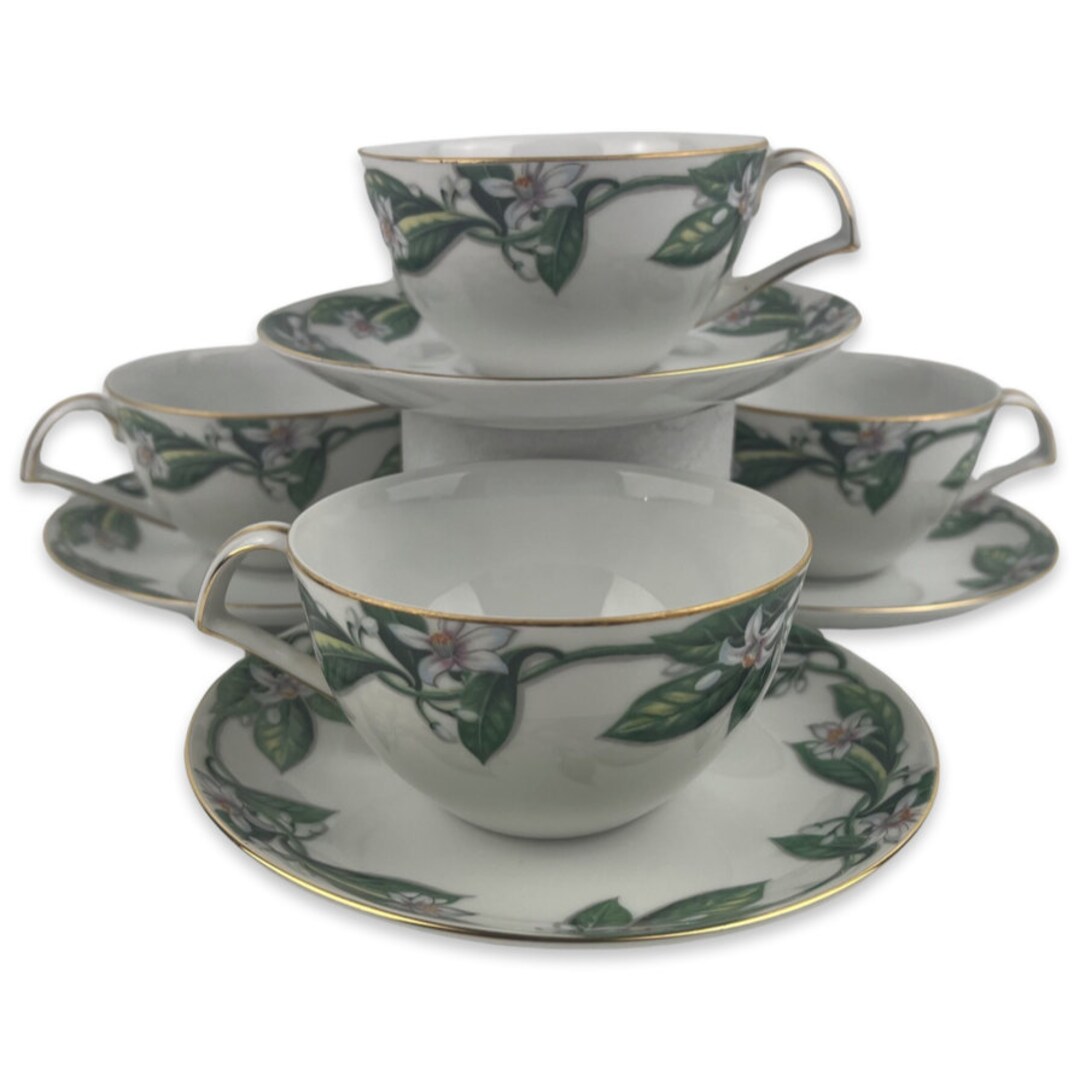 Kent China Orange Blossom Cups and Saucers Set of 4 Vintage White ...