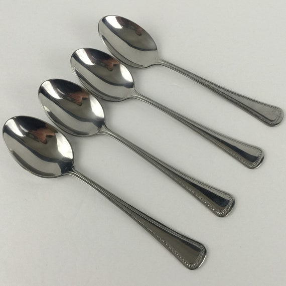 Set of 4 Oval Soup Spoons 6 34 Oneidacraft Oneida Silver Needlepoint ...