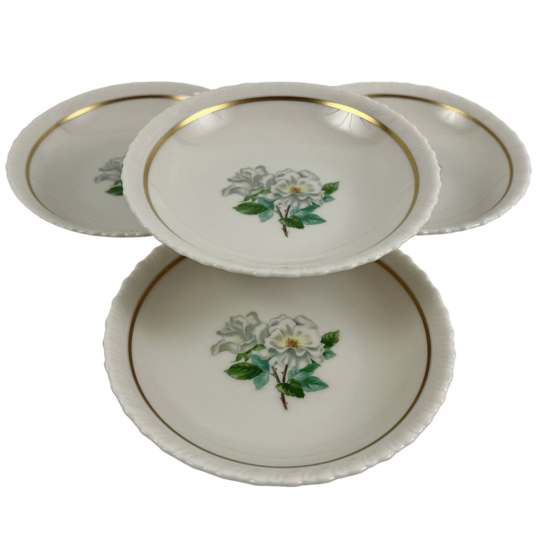 Hanover China Silver Rose Fruit Dessert Bowls Set of 4 Vintage 5 1/8 ...