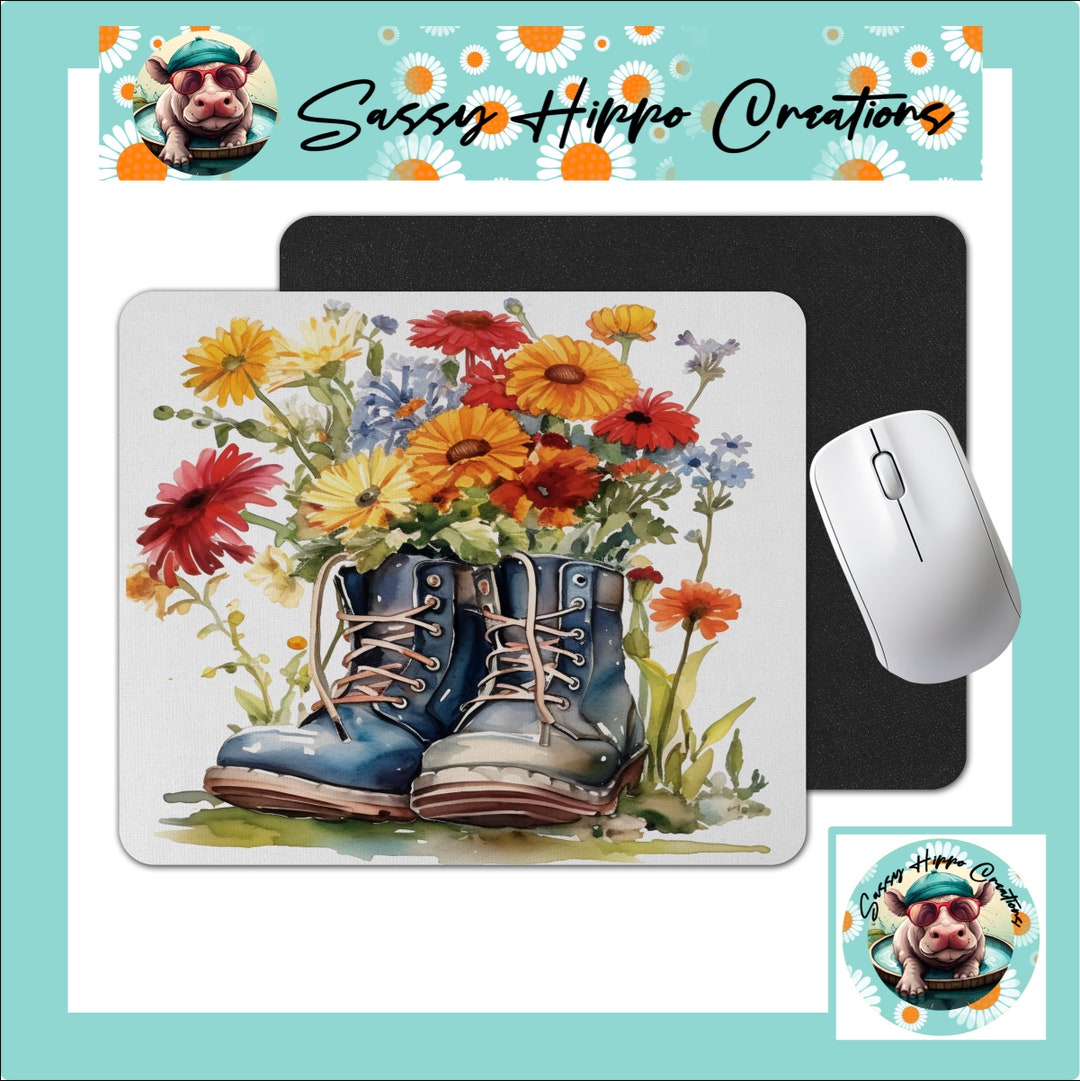 Mouse Pad Rustic Farm Boots Farmhouse Wildflowers Anti Slip Back Easy ...
