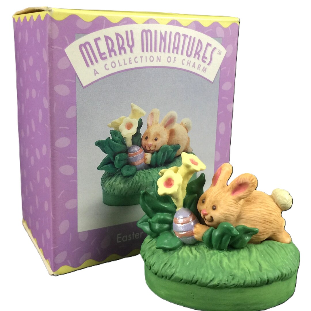 Hallmark Merry Miniatures Easter Egg Hunt Bunny Springtime Vintage ...