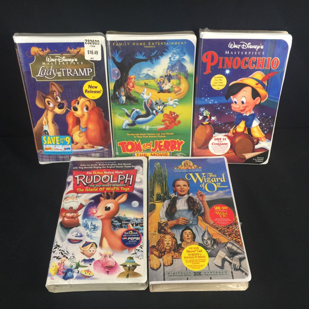 Kids Movies VHS Lot of 5 New and Sealed Vintage Pinocchio Lady and the ...