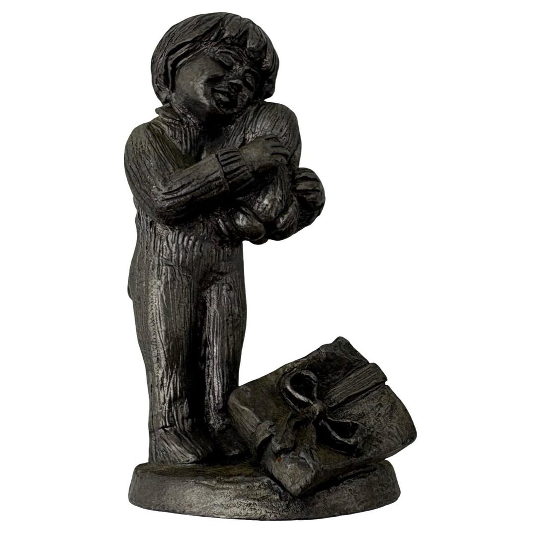 Michael Ricker Boy in Pj's Holding Christmas Puppy Figurine Bartlett ...