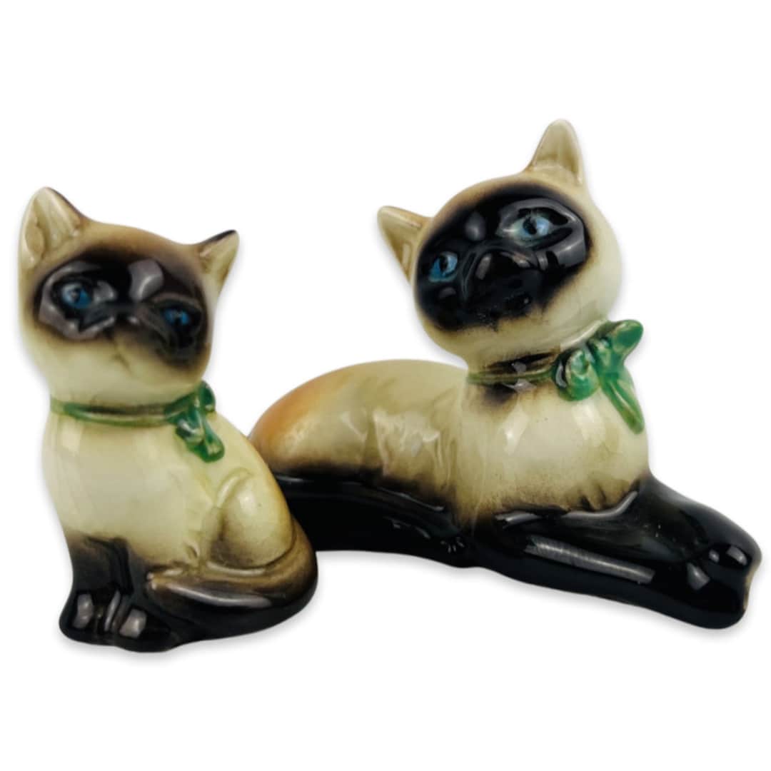 Goebel Figurines Siamese Cats Porcelain Crossed Paws Blue Eyes VTG West ...