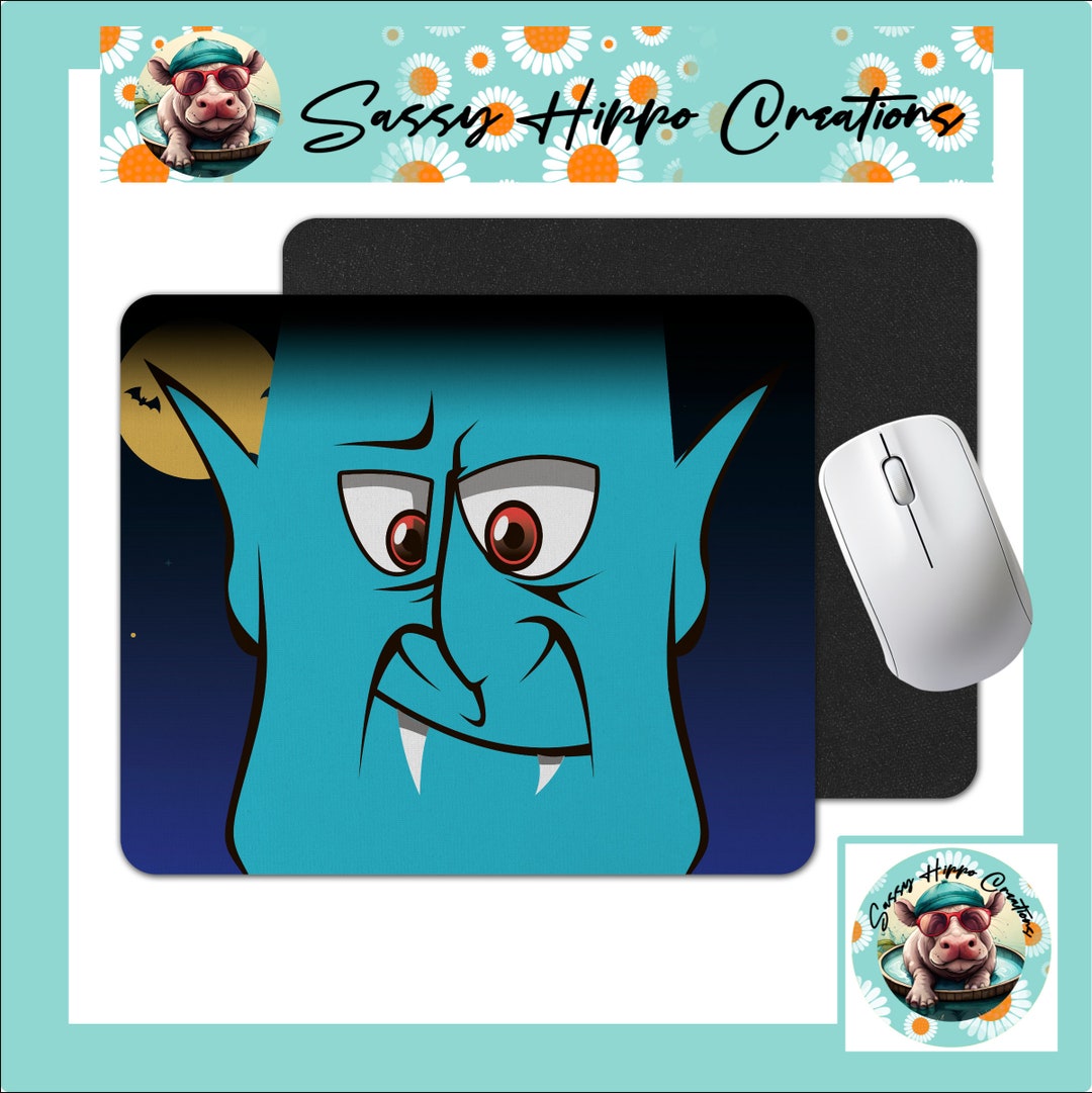 Mouse Pad Dracula Vampire Monster Face Halloween Spooky Anti Slip Back ...