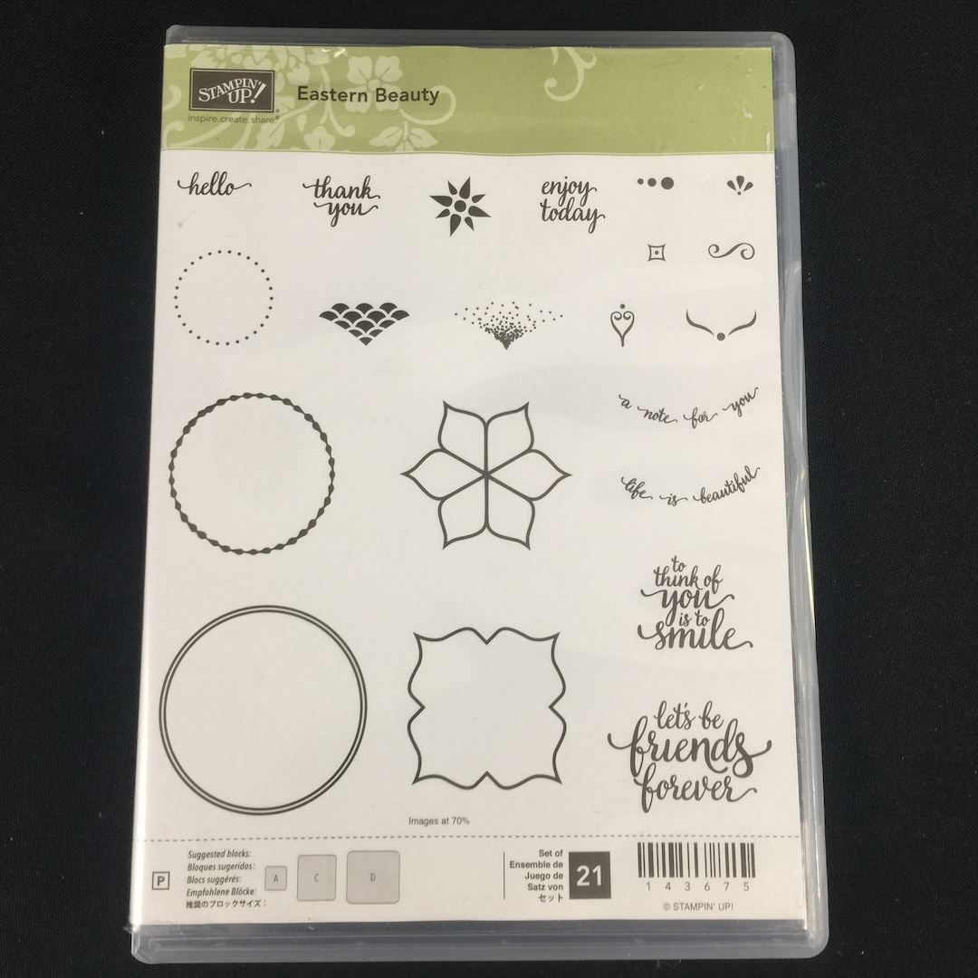 Stampin' Up EASTERN BEAUTY Stamp Set Sentiments Floral Shapes 21 Stamps ...