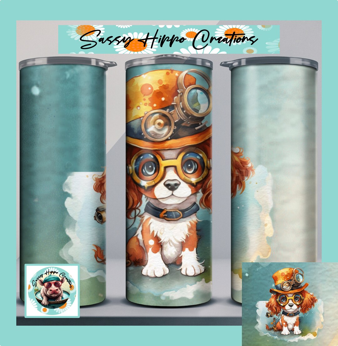 Skinny Tumbler Steampunk Dog Puppy Glasses Anthropomorphic 20oz ...