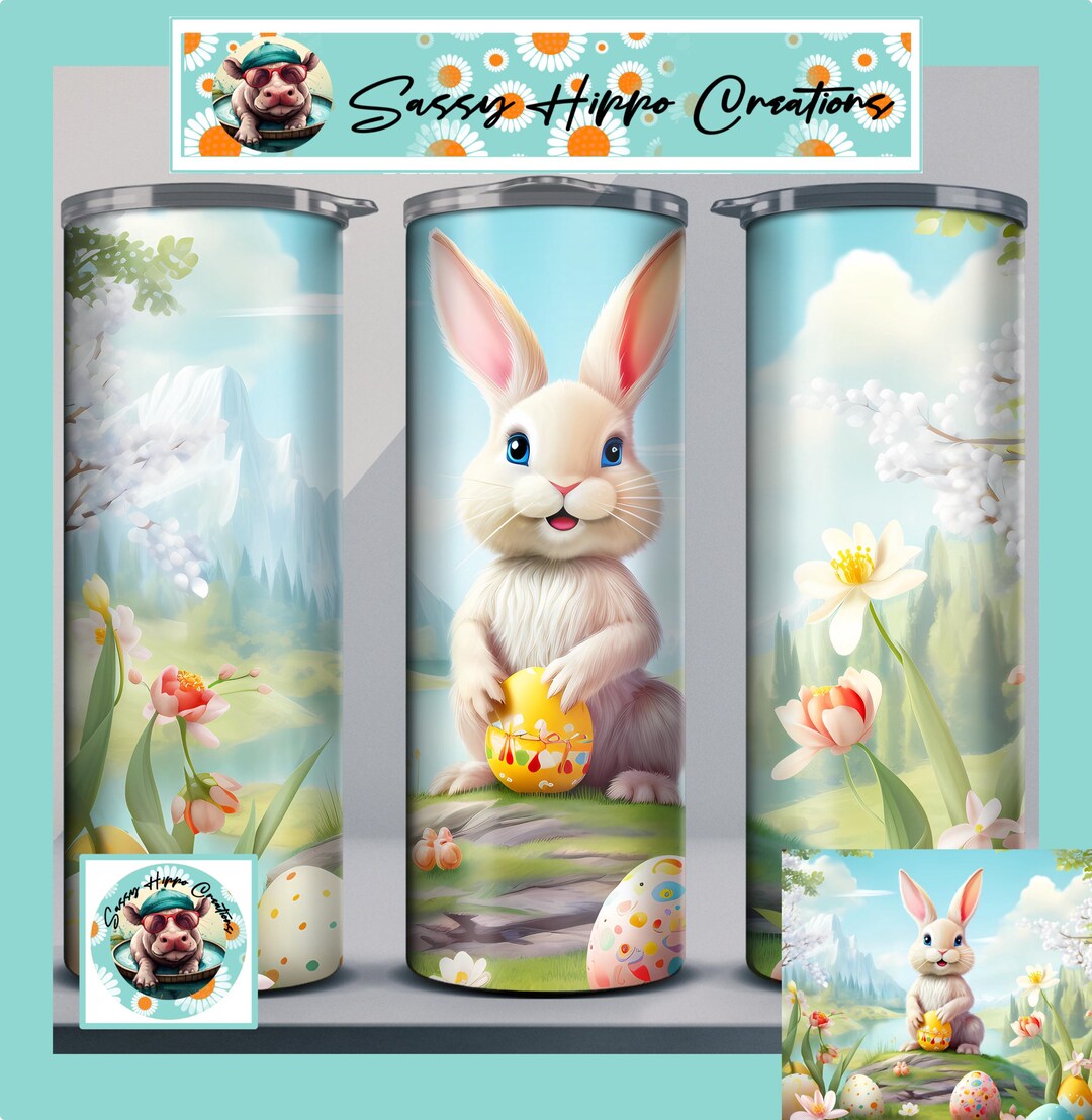 Skinny Tumbler Easter Bunny Eggs Spring Flowers Stainless-steel 20oz ...