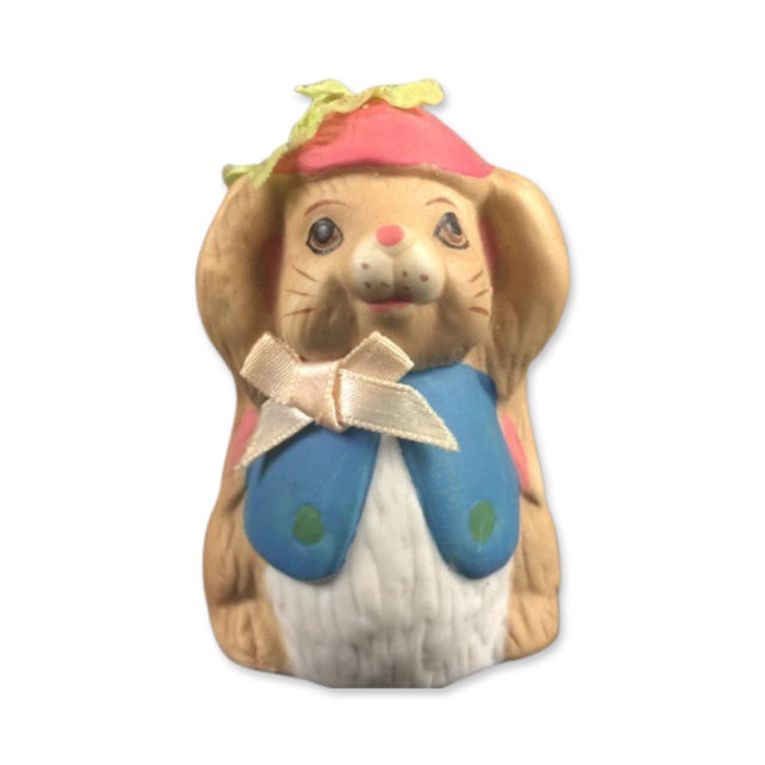GIFTCO Bunny Rabbit Light Pink Bow Figurine Ornament Bell Taiwan ...