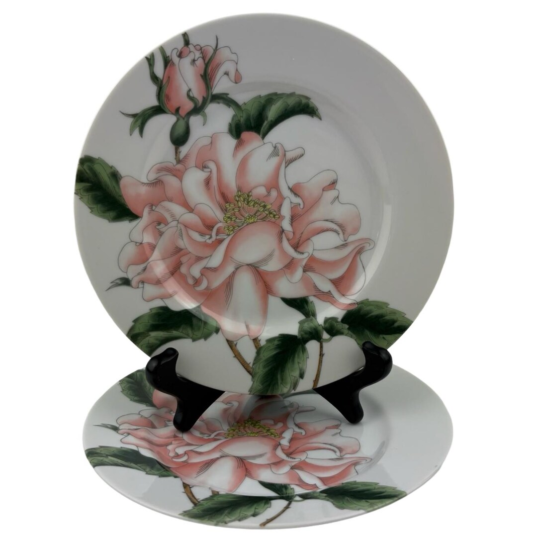 Fitz & Floyd Summer Rose Salad Dessert Plates Set of 2 Vintage 7 1/2 ...