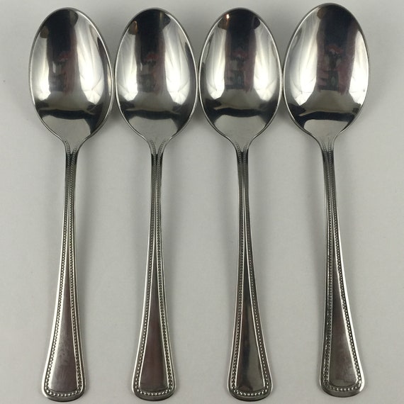 Set of 4 Oval Soup Spoons 6 34 Oneidacraft Oneida Silver Needlepoint ...