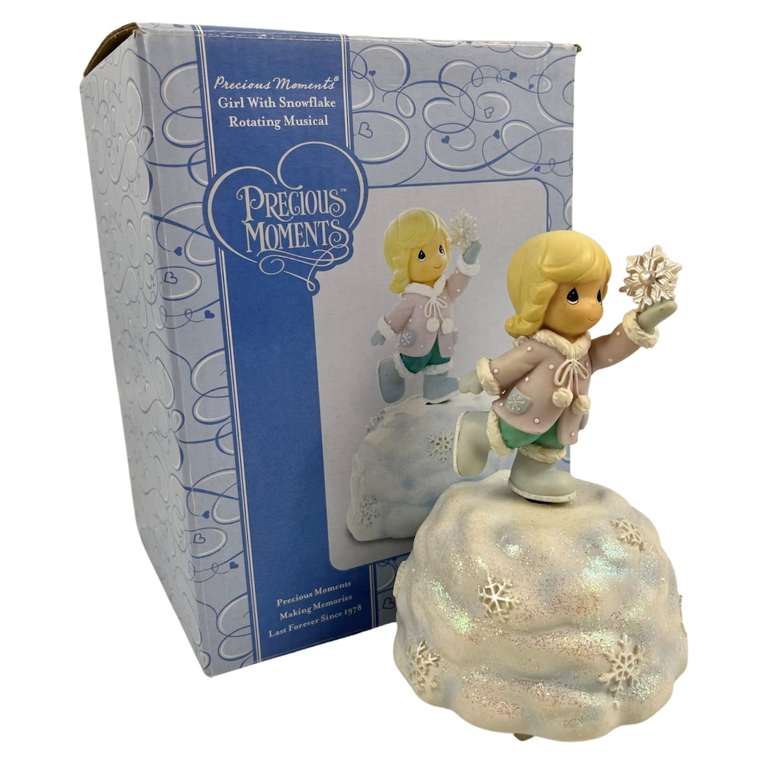 Precious Moments Music Box Figurine Girl Snowflake 990012 Plays It Came ...