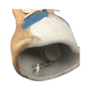 GIFTCO Bunny Rabbit Light Pink Bow Figurine Ornament Bell Taiwan ...