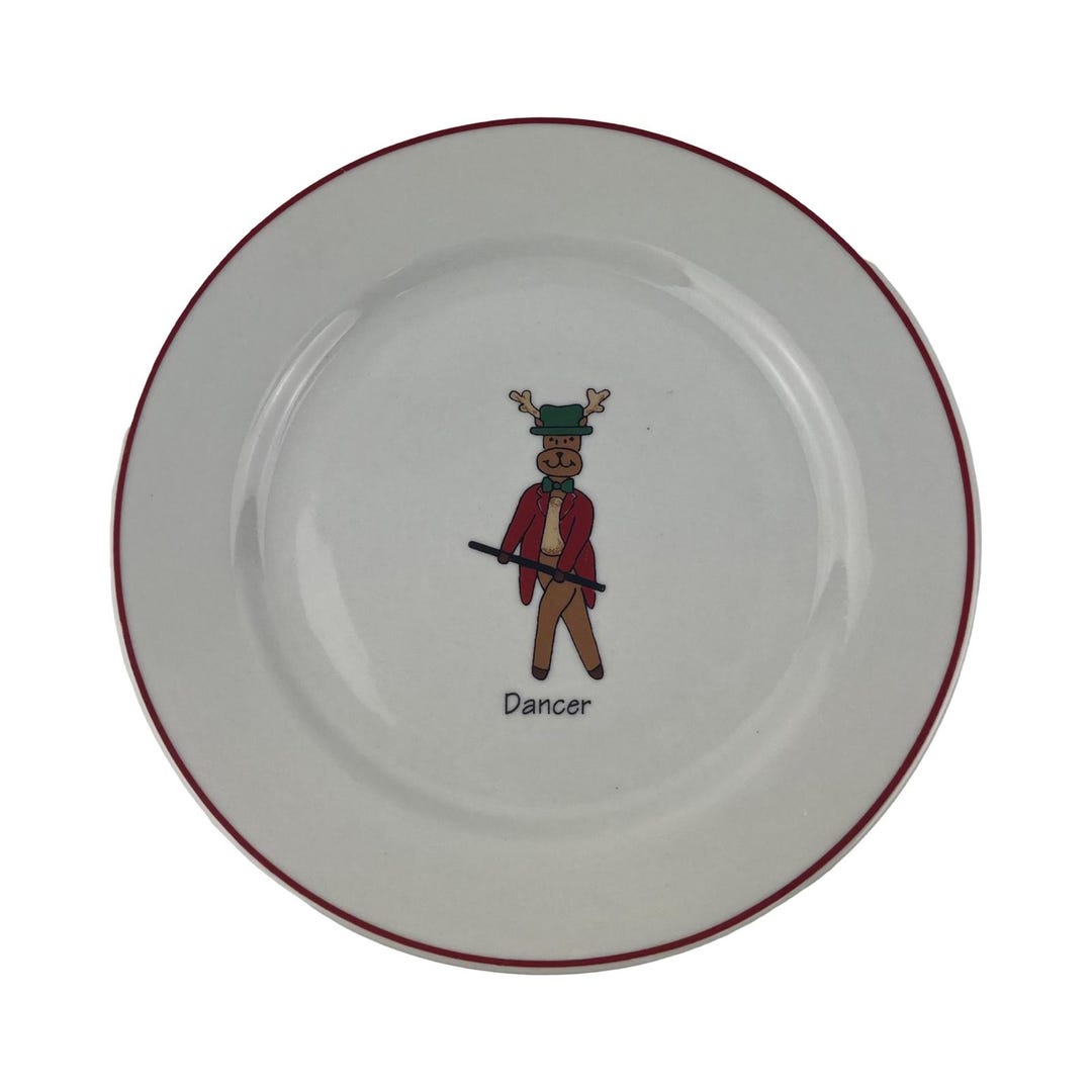 LTD ABC Distributing Dancer Reindeer Salad Dessert Plate 8 Santa ...